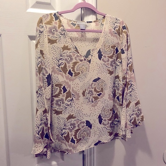 Kenar | Tops | Kenar Lillian Floral Bell Sleeve Blouse Small | Poshmark